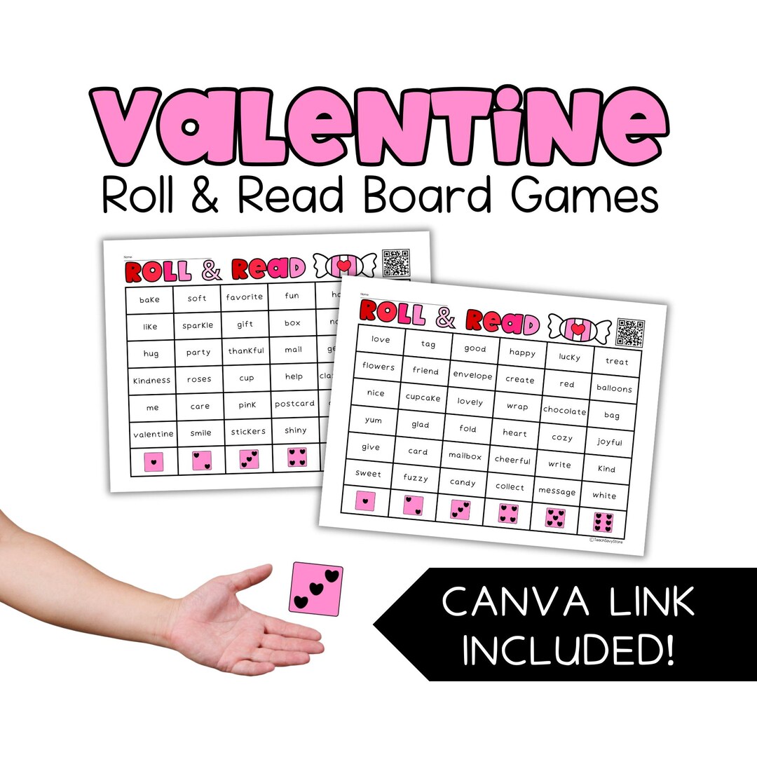 Valentine’s Day Roll and Read Activities | Literacy Centers & Reading ...