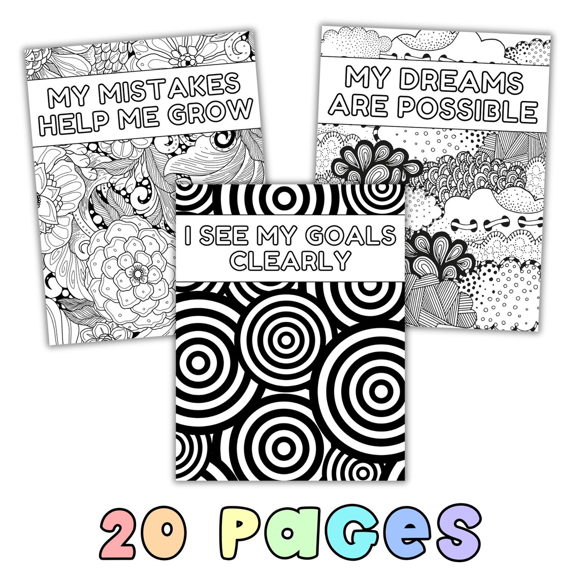 State Testing Coloring Pages With Positive Affirmations | Motivational ...