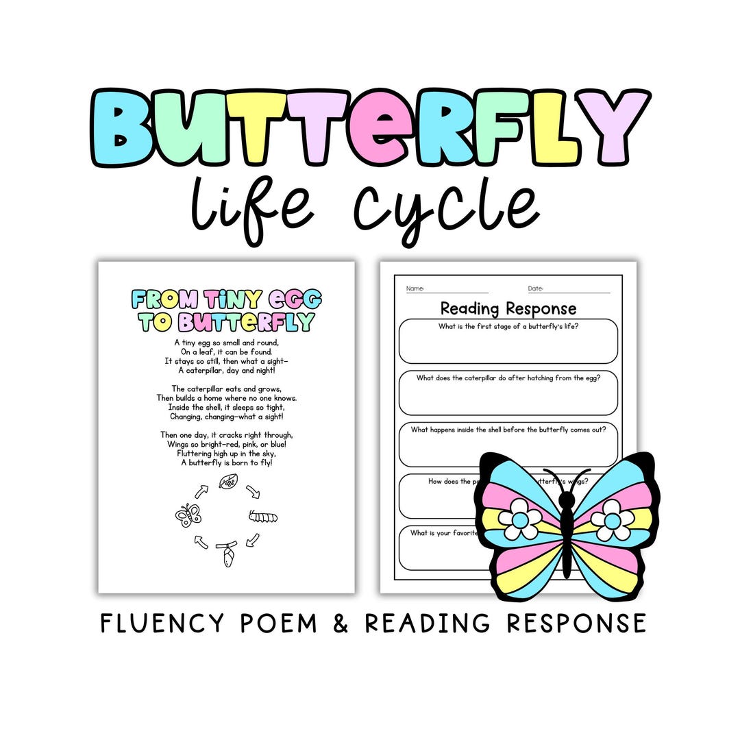 Butterfly Life Cycle Poem: Reading Comprehension Activity for 1st-2nd ...