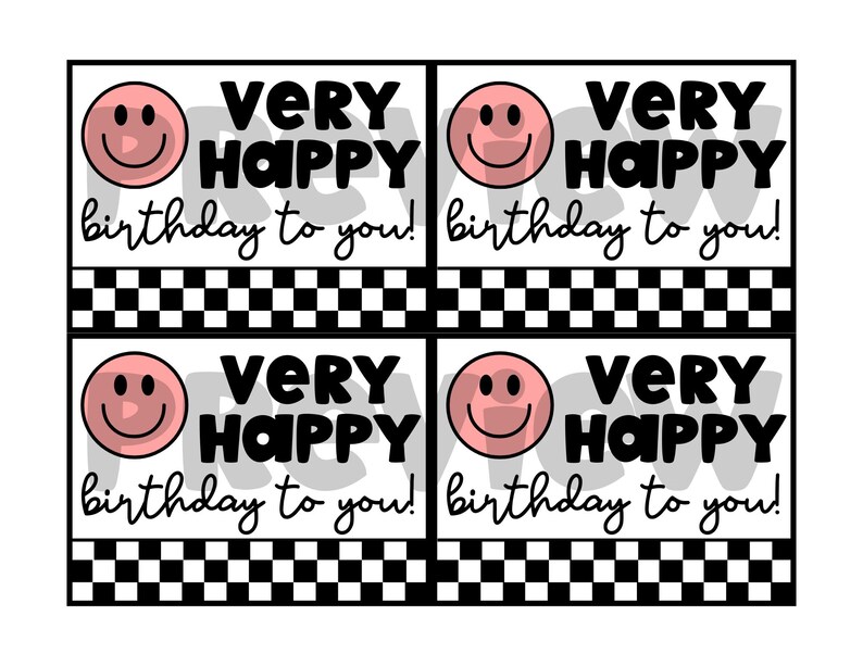 Back to School Checkered Smiley Birthday Gift Tags | Students, Teachers ...