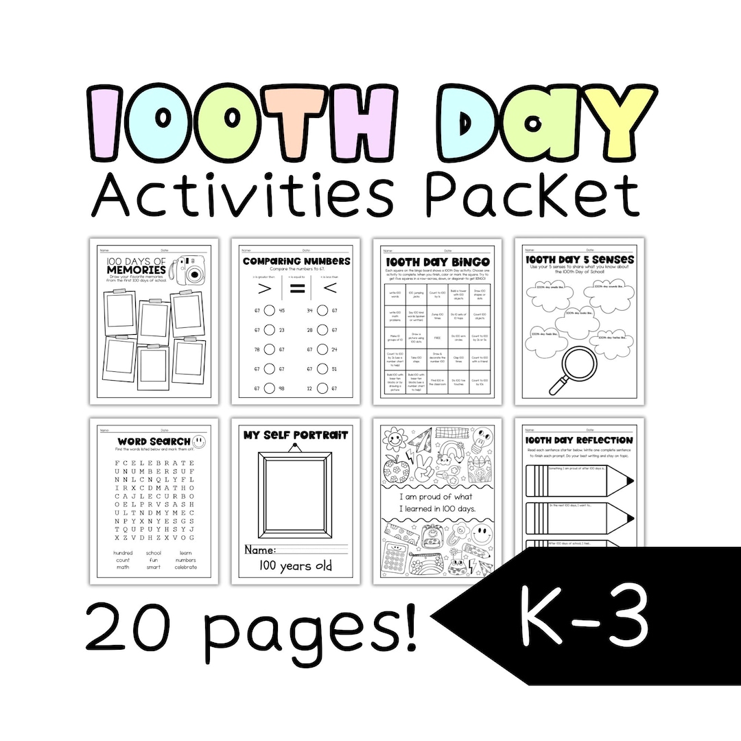 100th Day of School Activities Packet K–3 | 100 Days of School ...