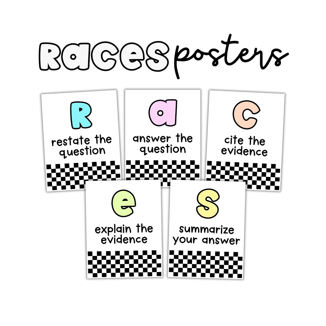 RACES Writing Strategy Posters | Text Evidence Anchor Charts | Retro ...