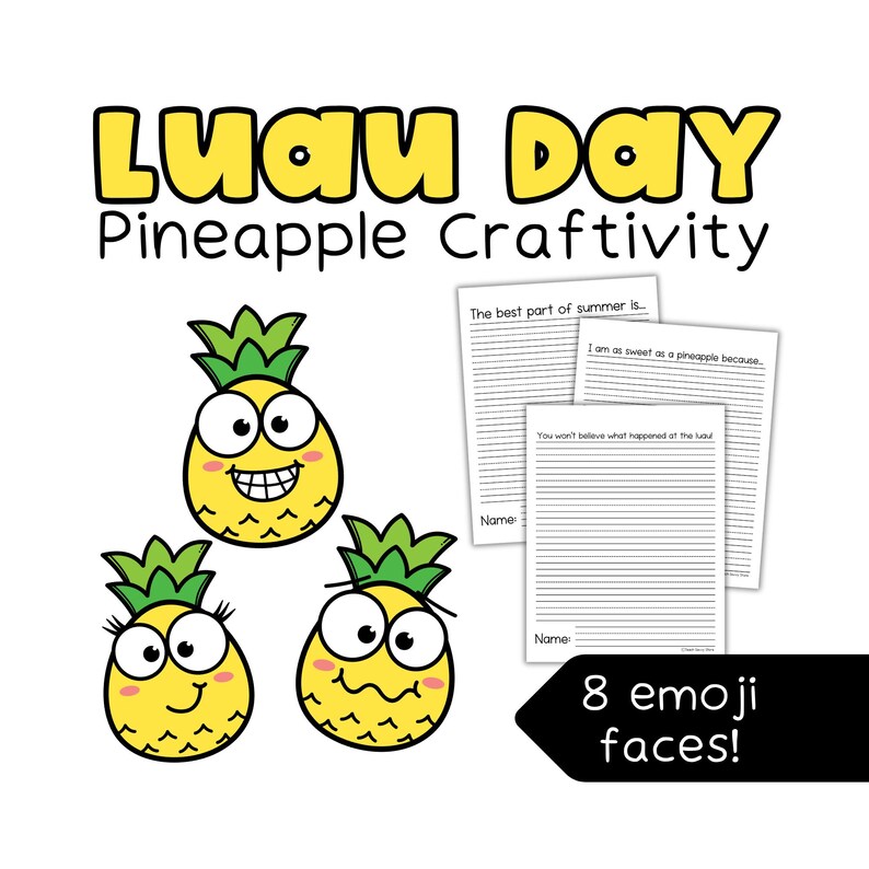 Luau Day Pineapple Writing Craft Printable, Hawaiian Classroom Activity ...