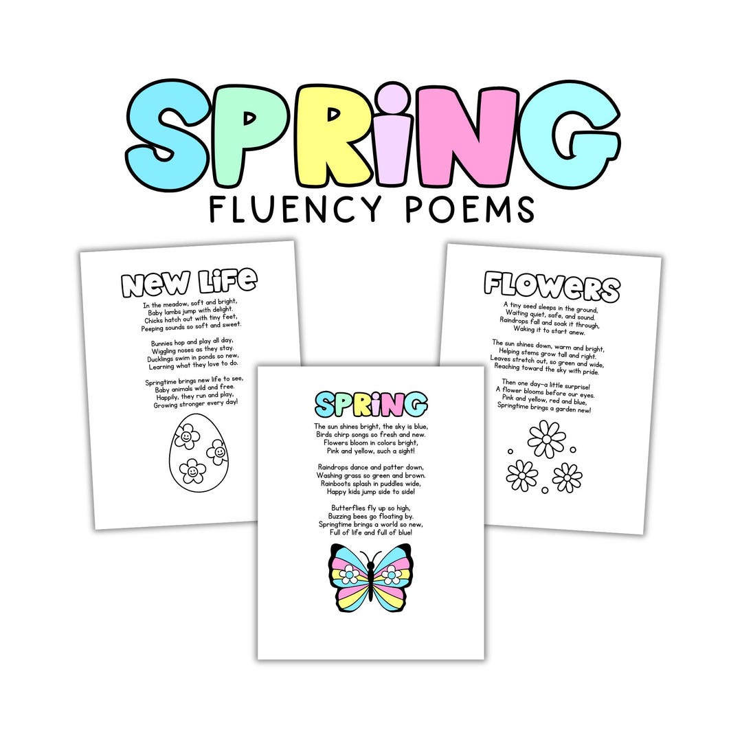 Spring Themed Fluency Poems for 1st-2nd Grade | Color & B/W ...