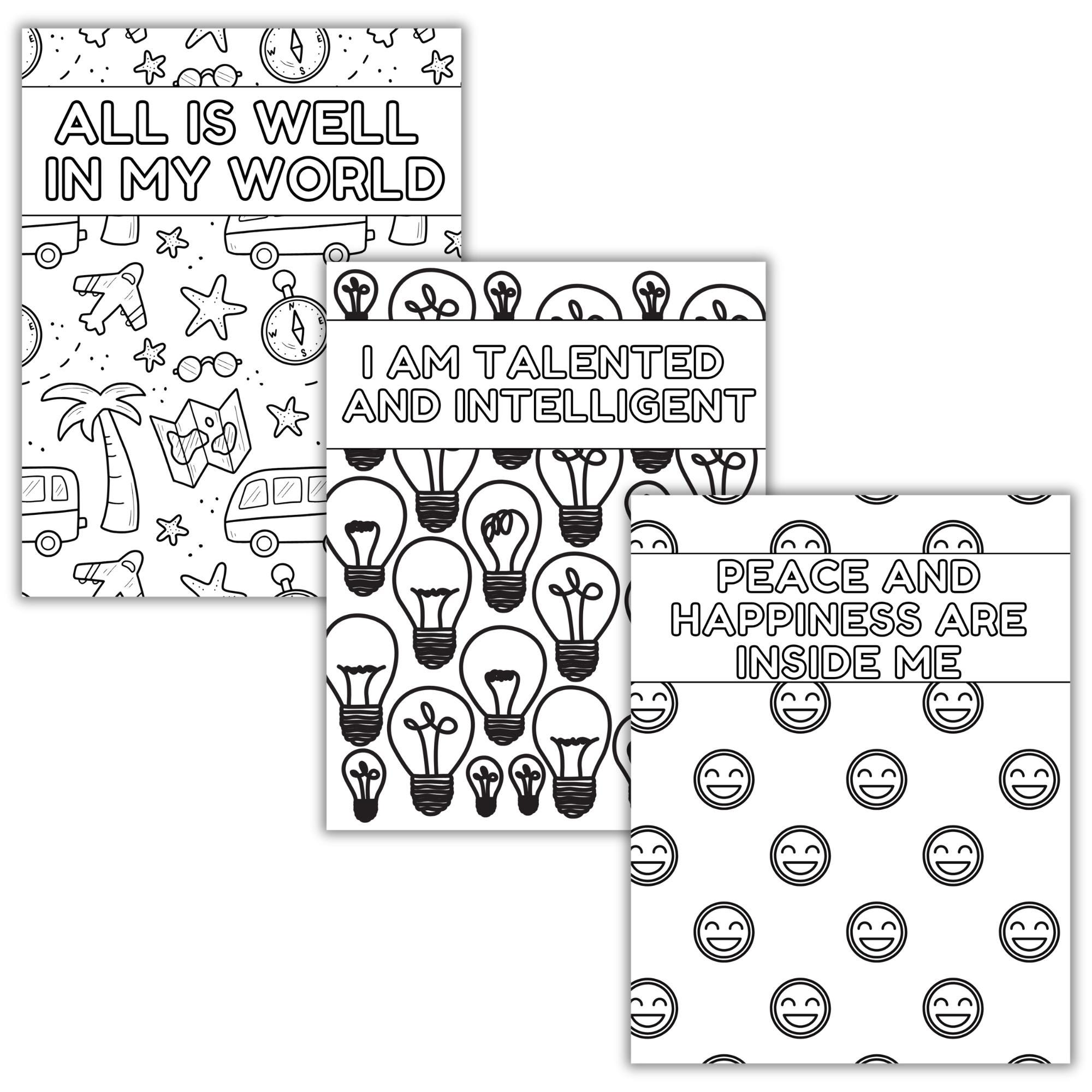 State Testing Coloring Pages With Positive Affirmations | Motivational ...