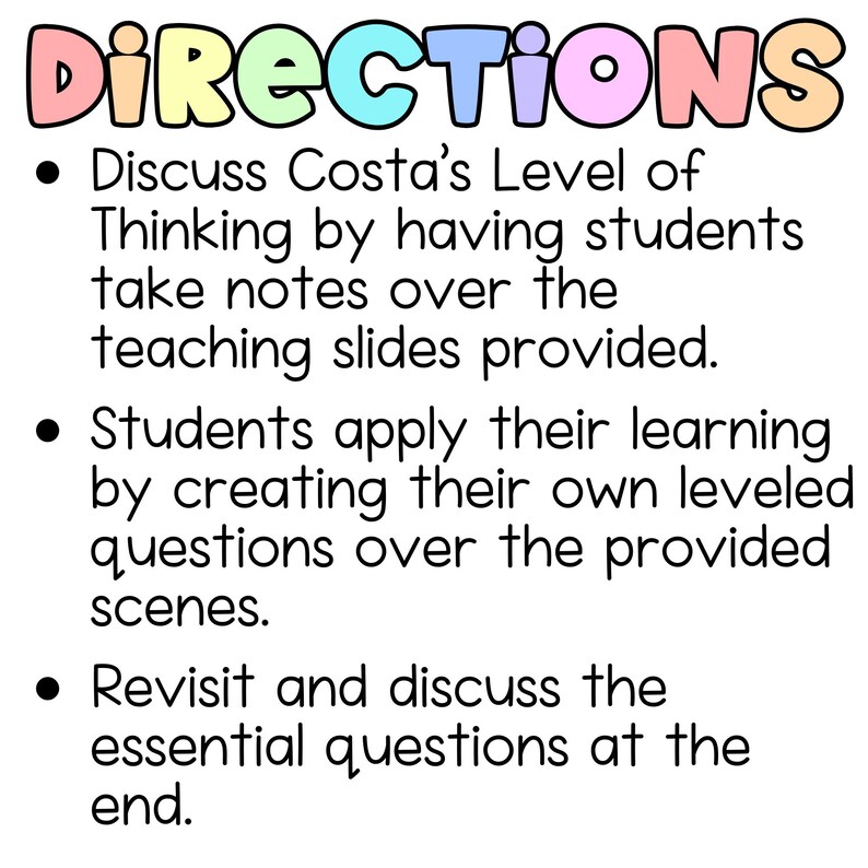 Costa’s Levels of Questioning Activity | Editable Critical Think Scenes ...