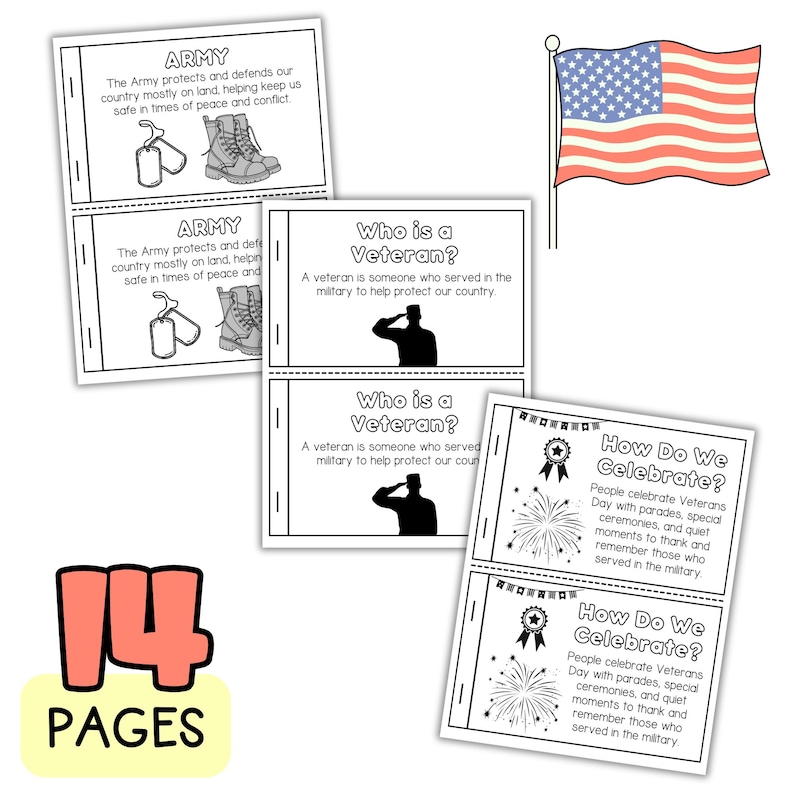 Veterans Day Mini Book Printable • Patriotic Activity • Learning About ...