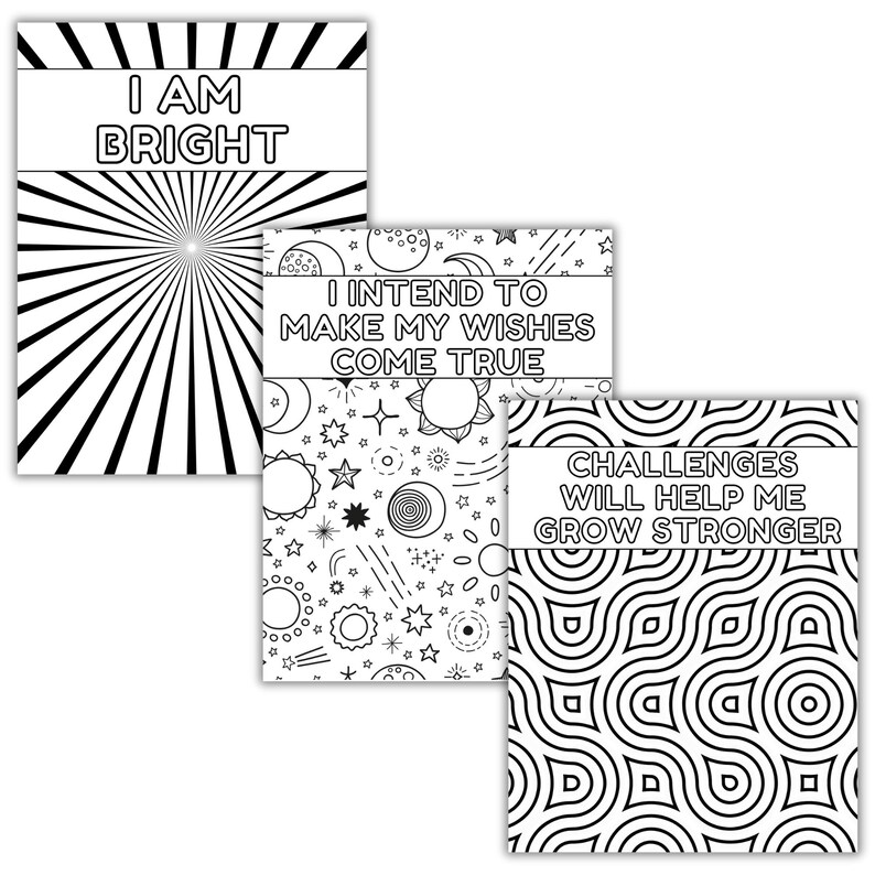 State Testing Coloring Pages With Positive Affirmations | Motivational ...