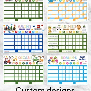 Childrens Personalised Reward Chart Behaviour Chart, Task Chart, Potty ...