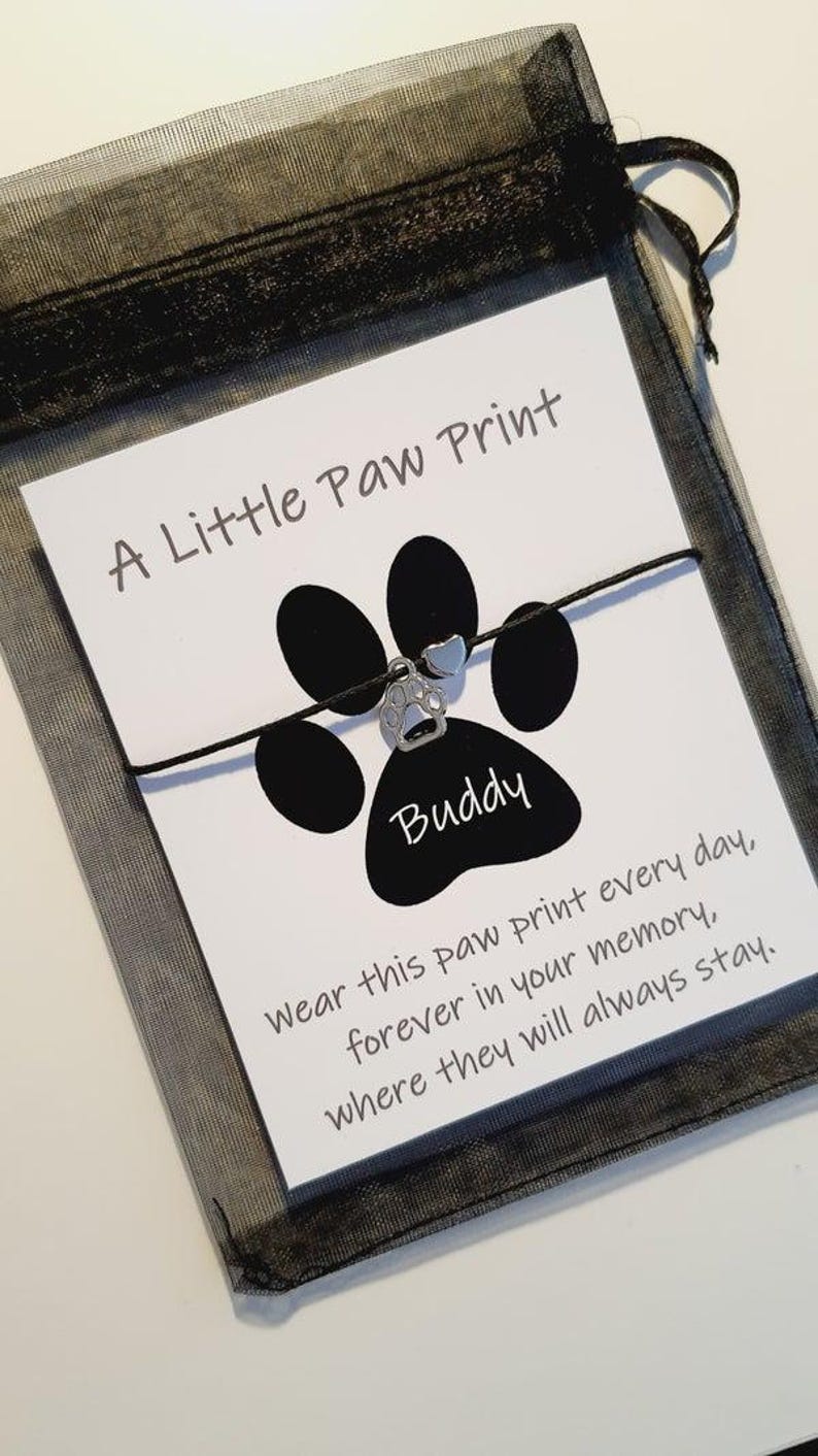 Paw Print Memory Charm Bracelet, Sentimental Gift for Pet Loss, Cat Dog ...