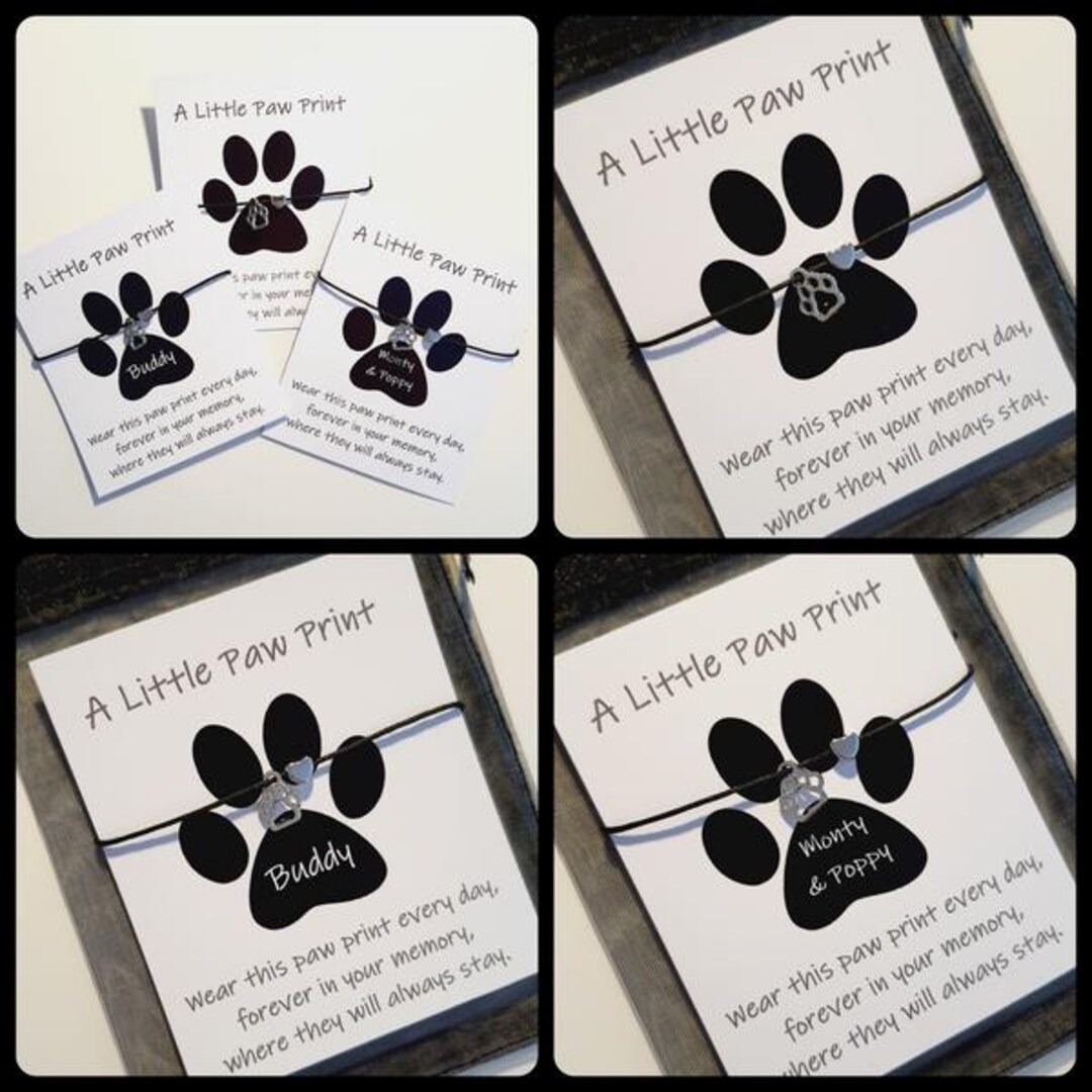Paw Print Memory Charm Bracelet, Sentimental Gift for Pet Loss, Cat Dog ...