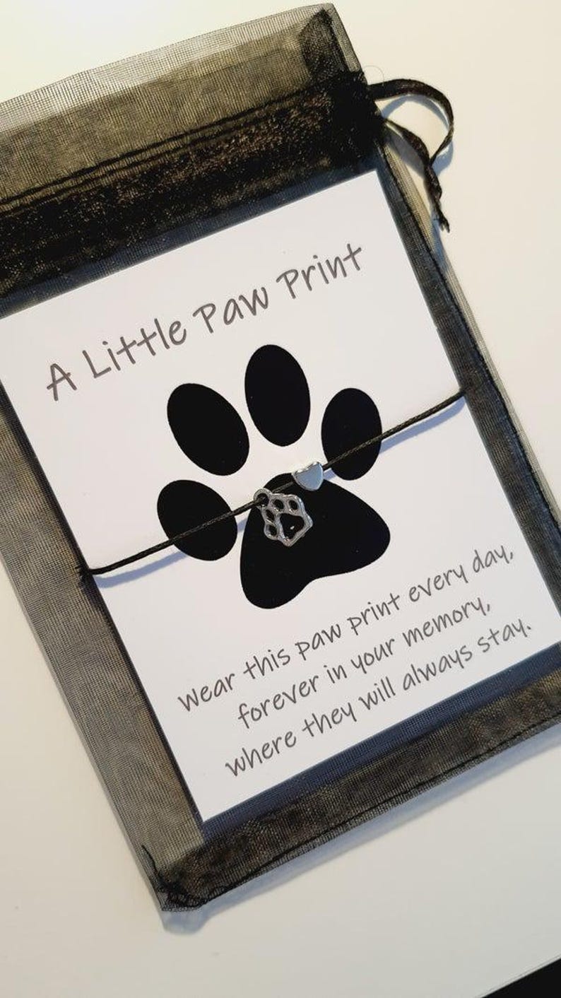 Paw Print Memory Charm Bracelet, Sentimental Gift for Pet Loss, Cat Dog ...