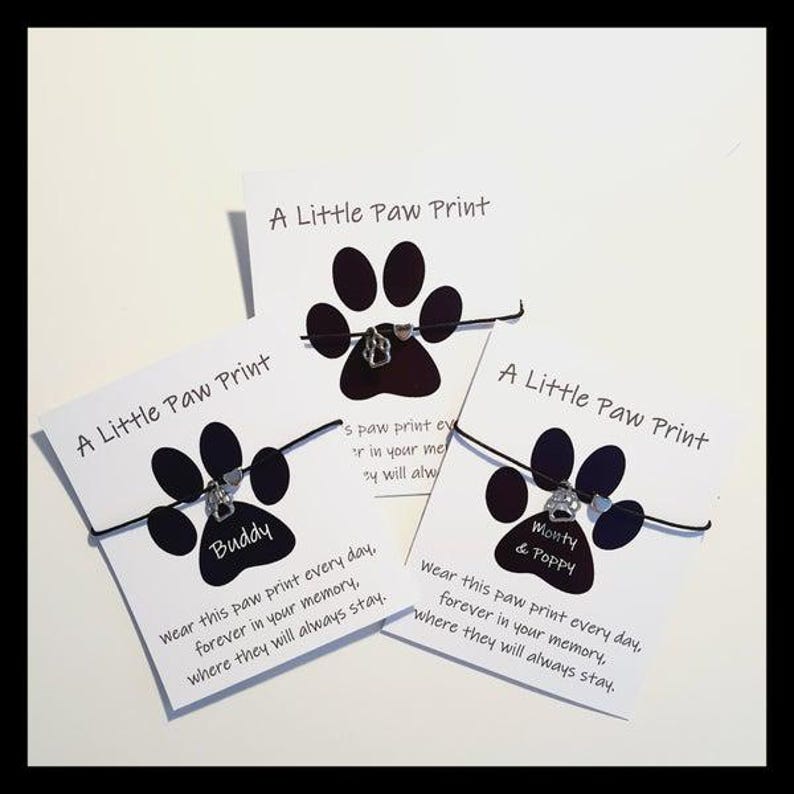 Paw Print Memory Charm Bracelet, Sentimental Gift for Pet Loss, Cat Dog ...