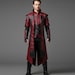 Men's Blood Red Vampire Leather Trench Coat Gothic Assassin Cosplay ...