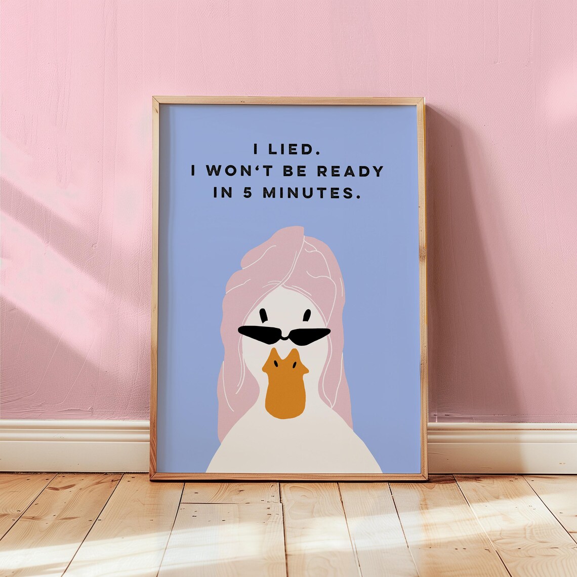Funny Duck Bathroom Poster: Quirky Retro Light Blue Wall Art (digital ...
