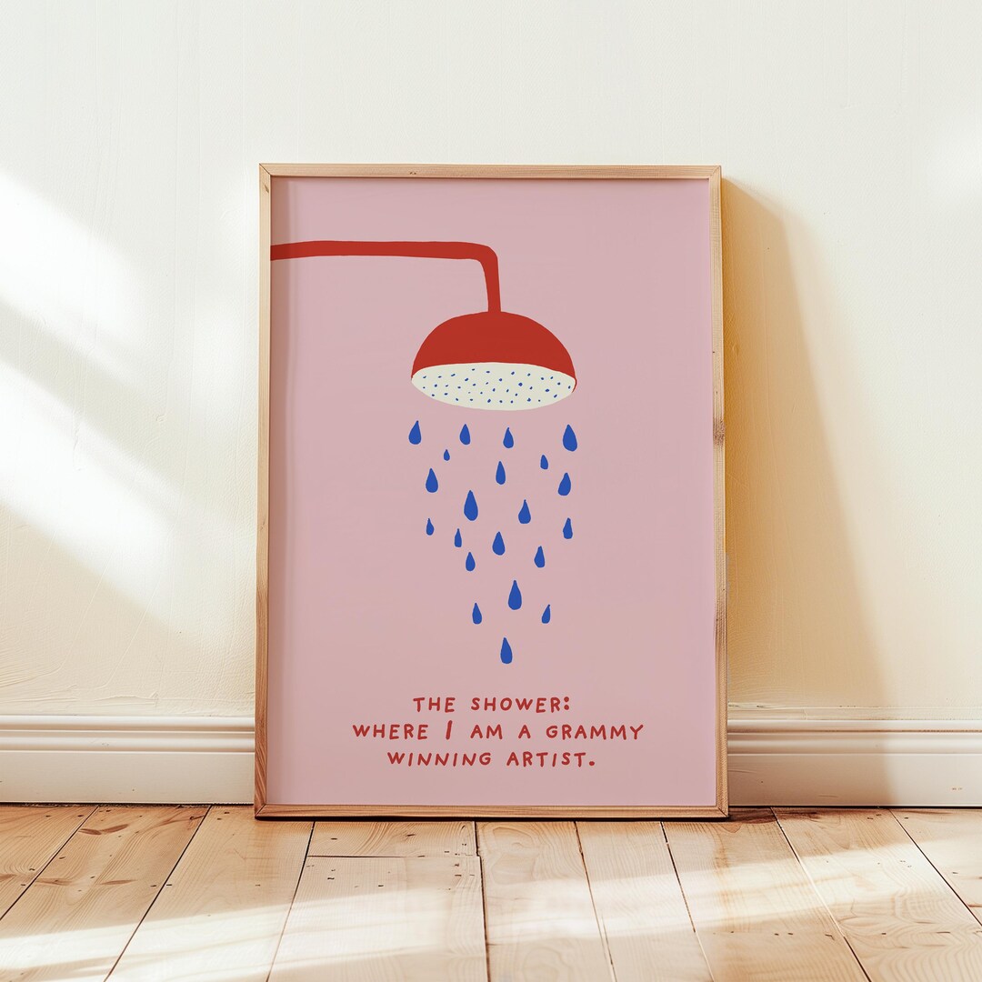 Funny Pink Bathroom Art: Shower Grammy Winner Poster - Etsy