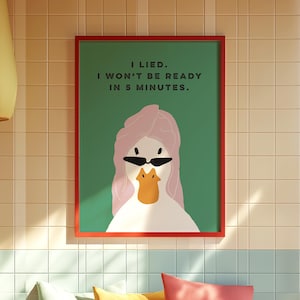 Funny Duck Bathroom Poster: Retro Green Diva Art (digital Download) - Etsy