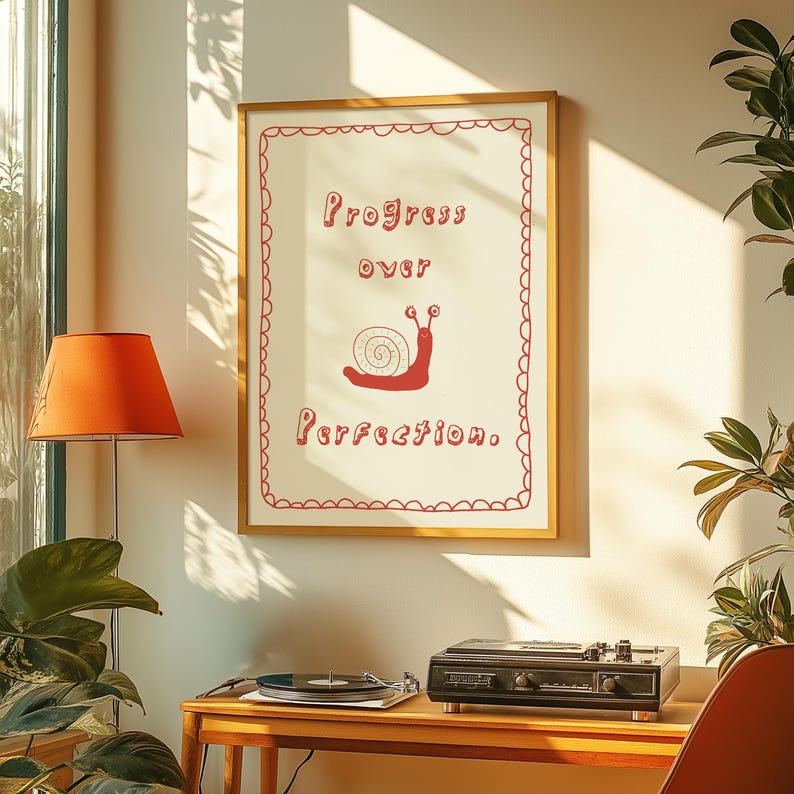 Progress Over Perfection Poster: Motivational Snail Art Print - Etsy