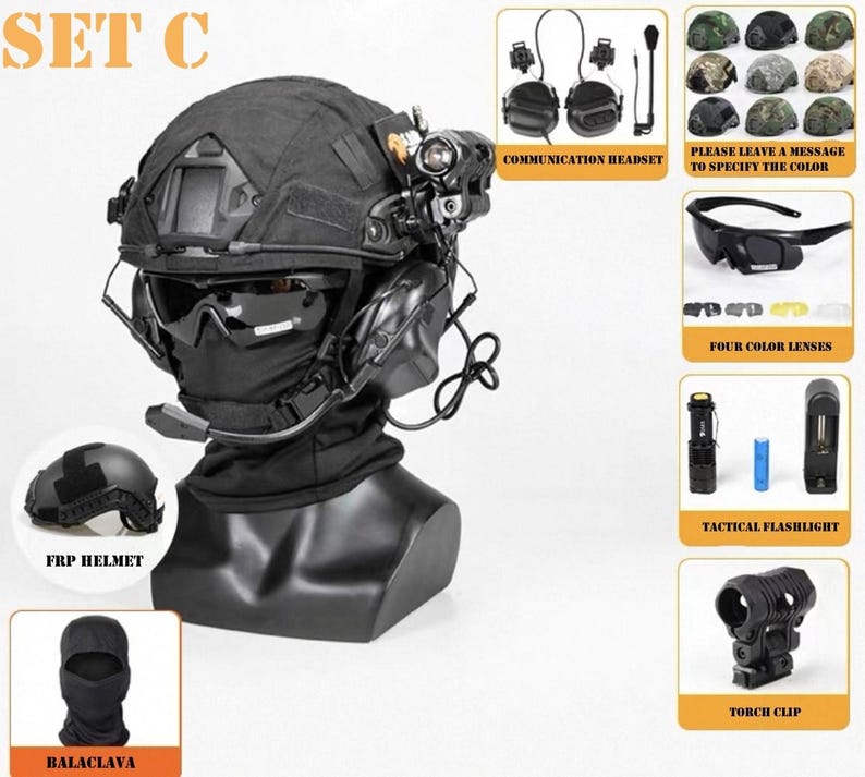 Real Monocular NVG & Headset Tactical Helmet, Multi-color Shell Options ...