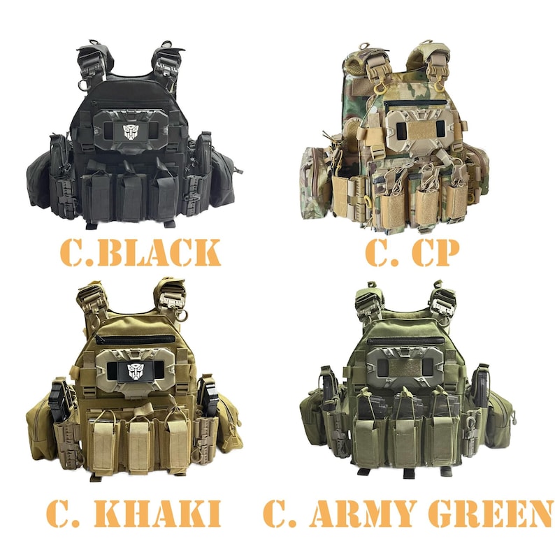 1000D Nylon 6094 Tactical Vest, Military Style Plate Carrier, Adjustable Combat Vest for Cosplay ...