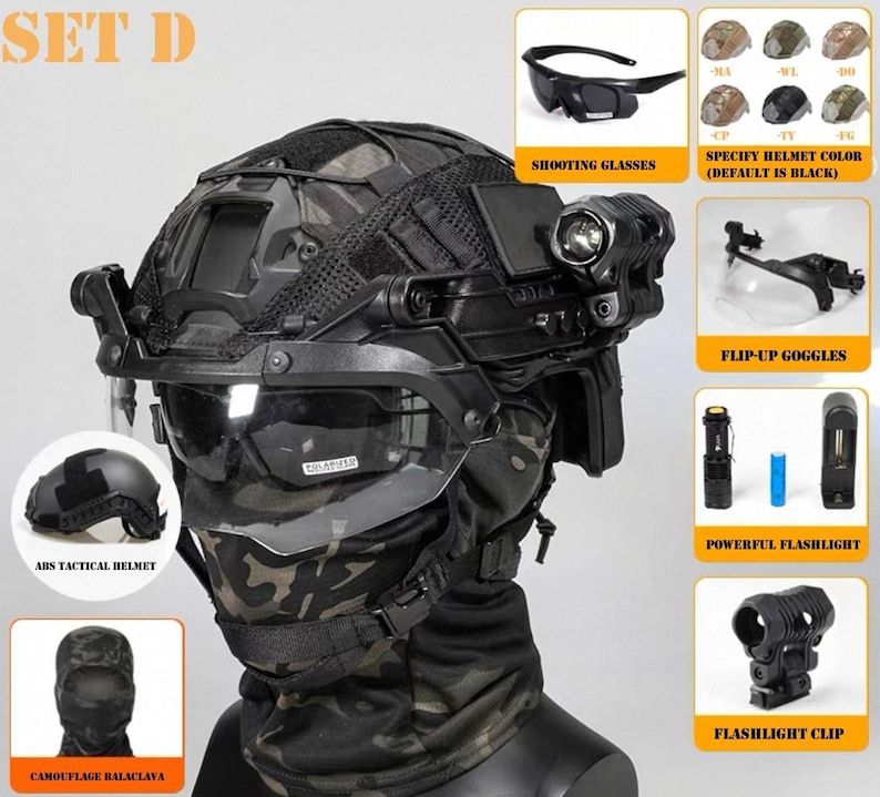 Full Tactical Helmet Set, Airsoft Cosplay Wargame Gear - Etsy