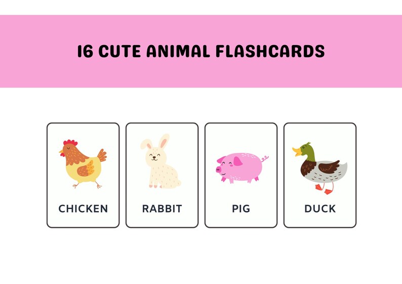 Tarjetas didácticas imprimibles de animales de granja / Juego de ...