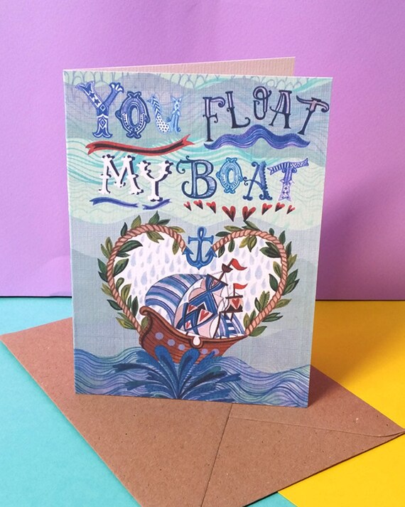 Romantic Nautical You Float My Boat Valentine's Love You | Etsy