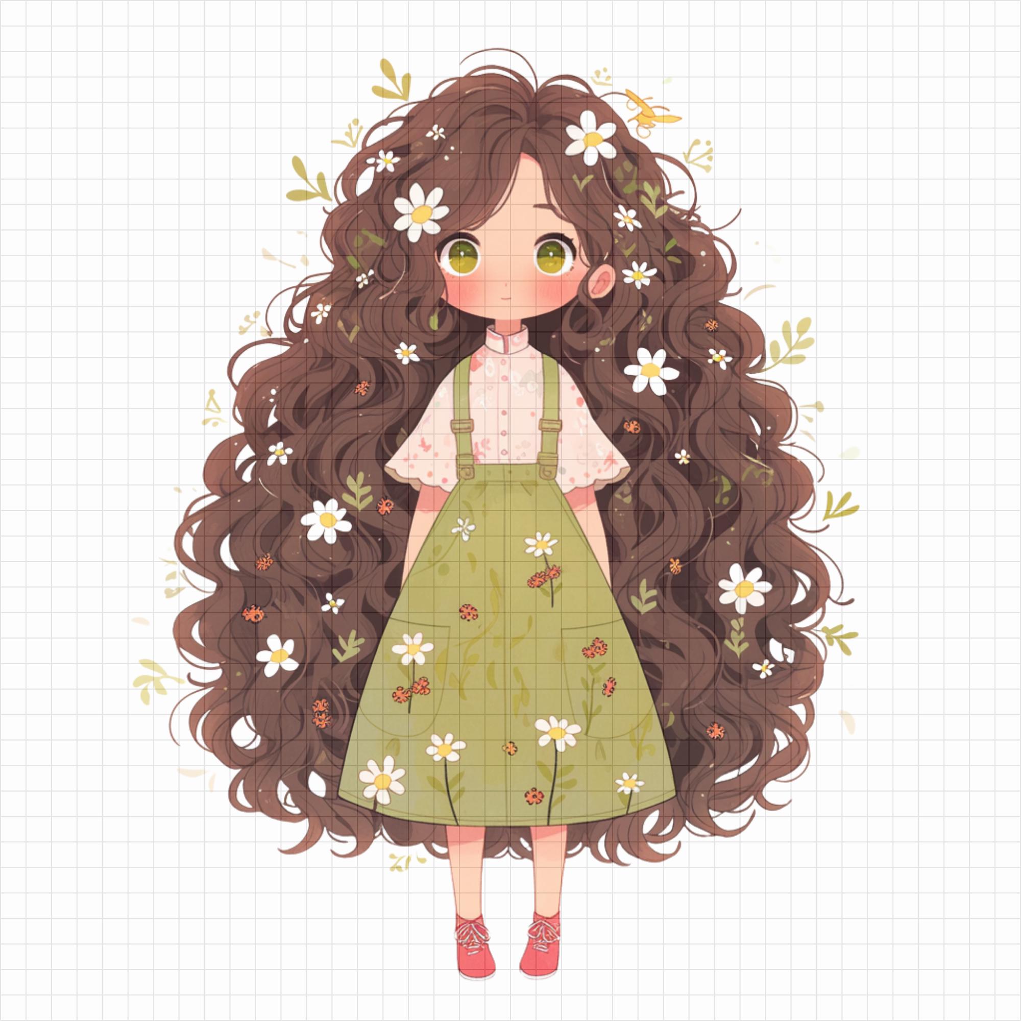 Whimsical Chibi Girl Clipart Bundle, Sticker Art (digital Download) - Etsy