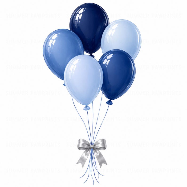 Blue Balloon Clipart Watercolor Balloon Bundle Birthday Balloon PNG ...