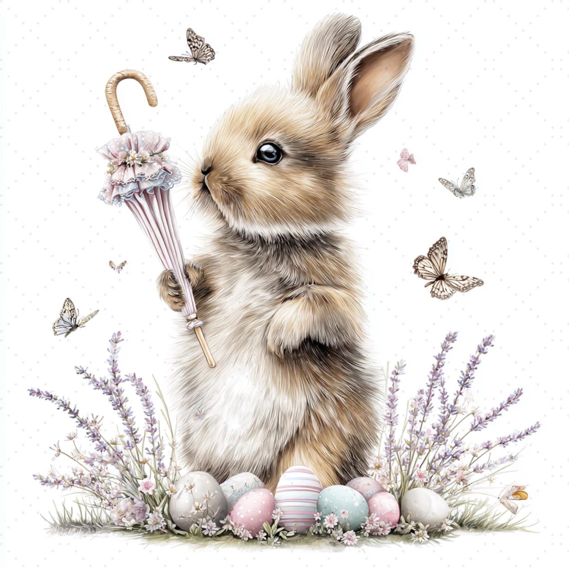 Easter Bunny Clipart Set Watercolor Spring Rabbit Eggs Floral PNG ...