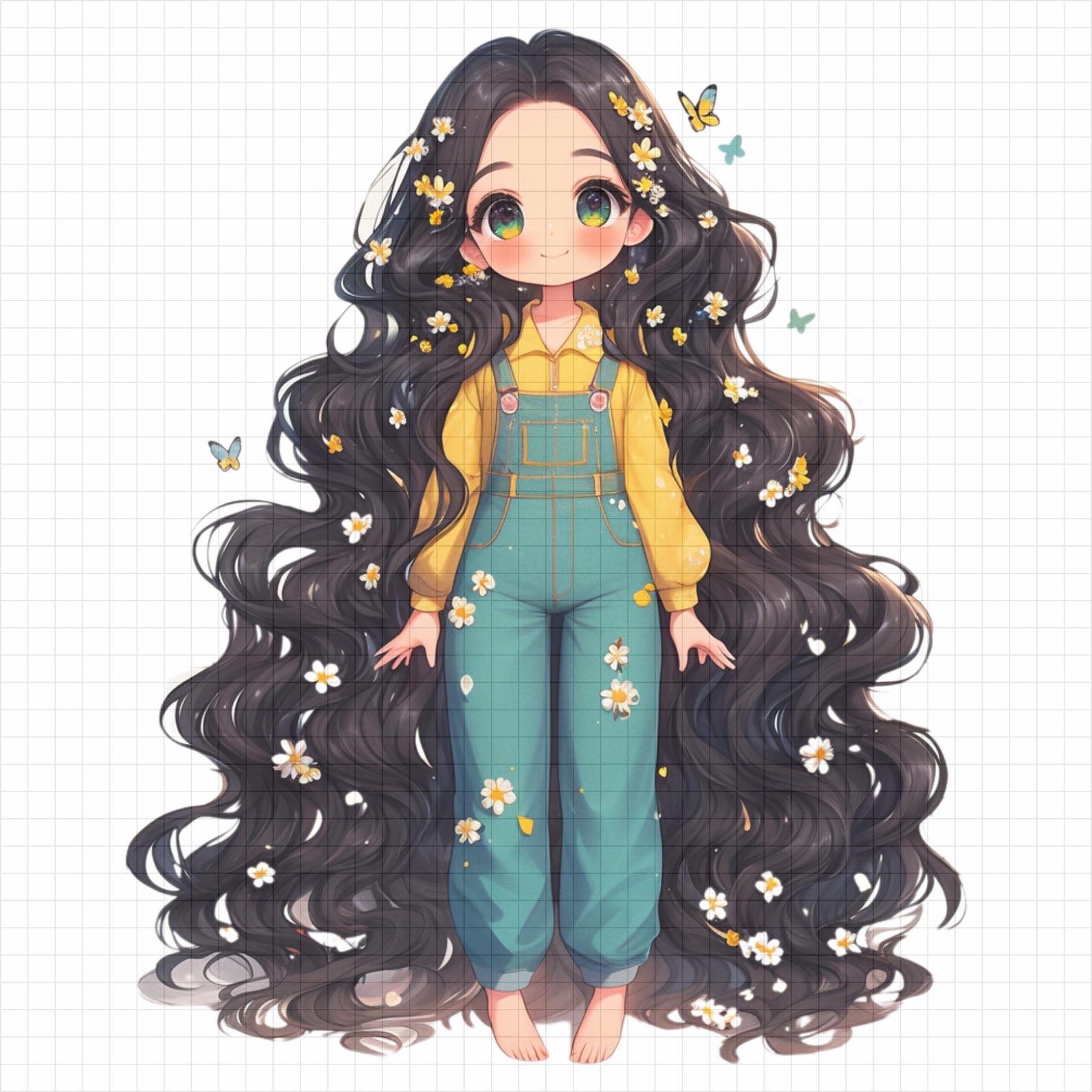 Whimsical Chibi Girl Clipart Bundle, Cute Full Body Standing Doll ...
