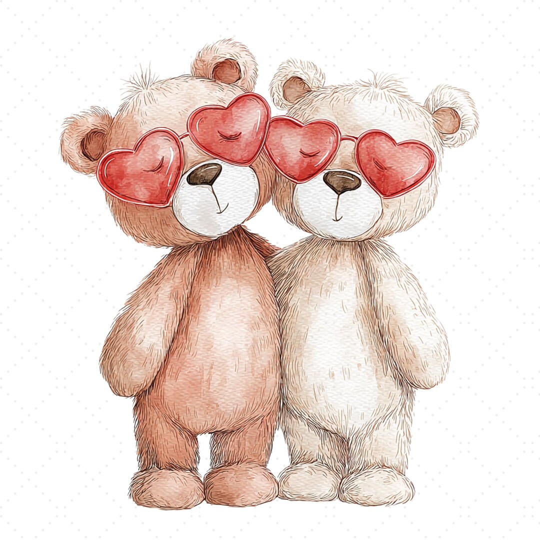 Watercolor Teddy Bear Clipart: Valentine's Day PNG Bundle (40 Files) - Etsy