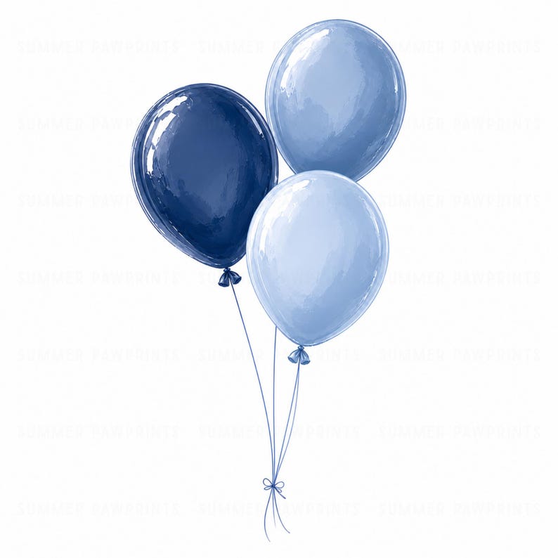 Blue Balloon Clipart Watercolor Balloon Bundle Birthday Balloon PNG ...