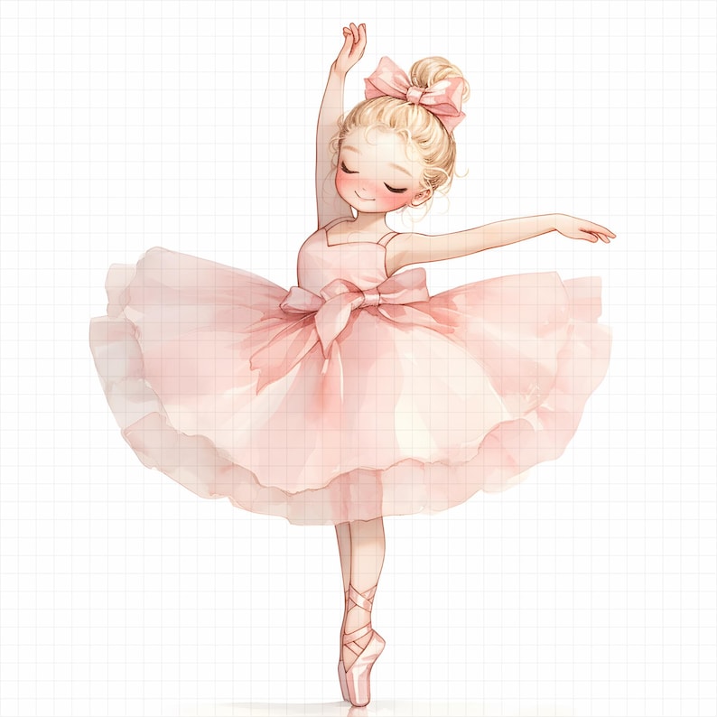 Pink Ballerina Clipart Set – 15 Cute Tutu Girls in Dance Poses ...