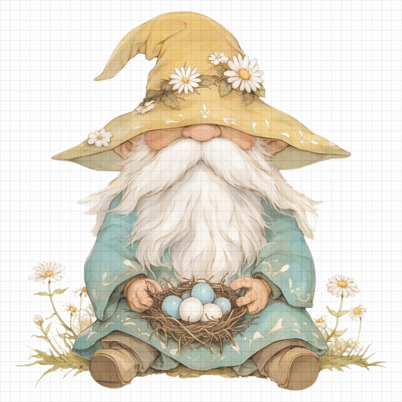 12 Spring Gnome Clipart PNG, Watercolor Gnome Boys With Flowers, Cute ...