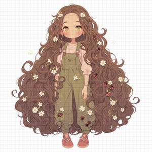 Whimsical Chibi Girl Clipart Bundle, Cute Full Body Standing Doll ...
