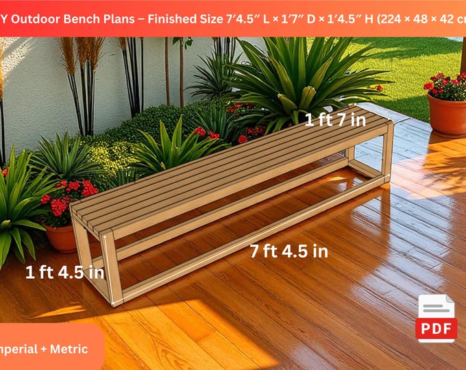 DIY Outdoor Bench Plan PDF ,easy Buildng Bench Project, Rustic Bench ...
