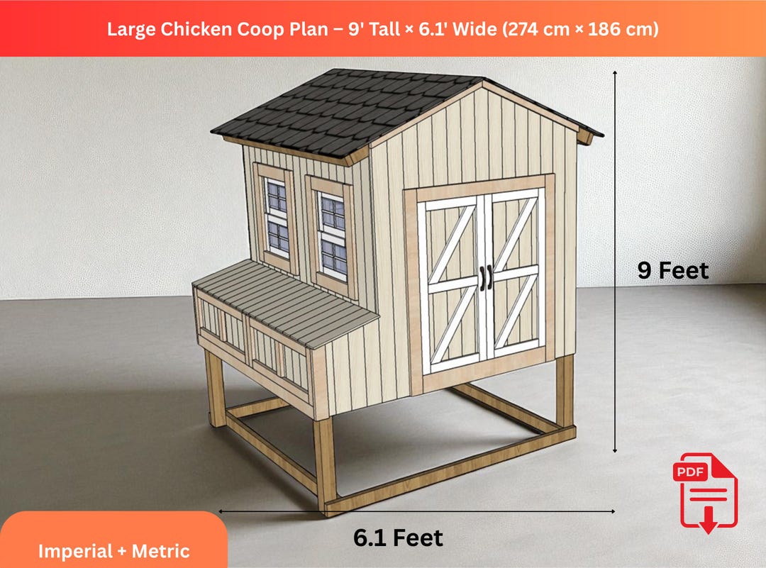 DIY Walk-in Chicken Coop Plans PDF: Large Backyard Design for 14 ...
