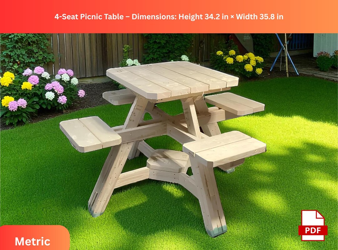DIY Kids Picnic Table Plans PDF – Build a Small Wooden 4 Seat Child ...