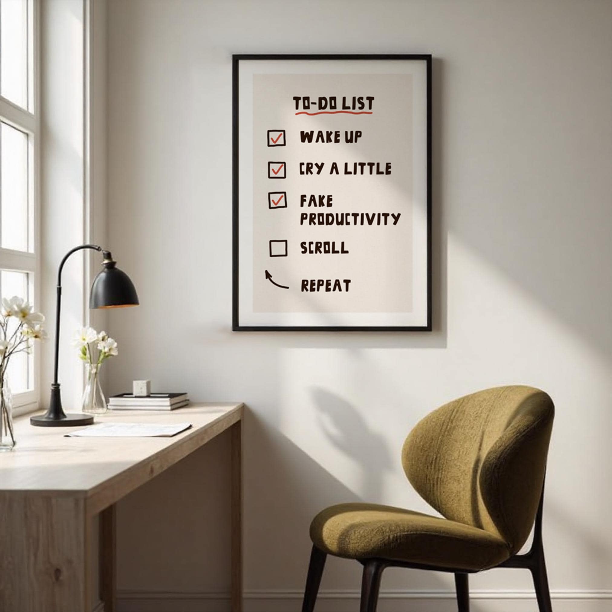 Funny to Do List Wall Art | Office Decor | Printable Productivity Quote ...