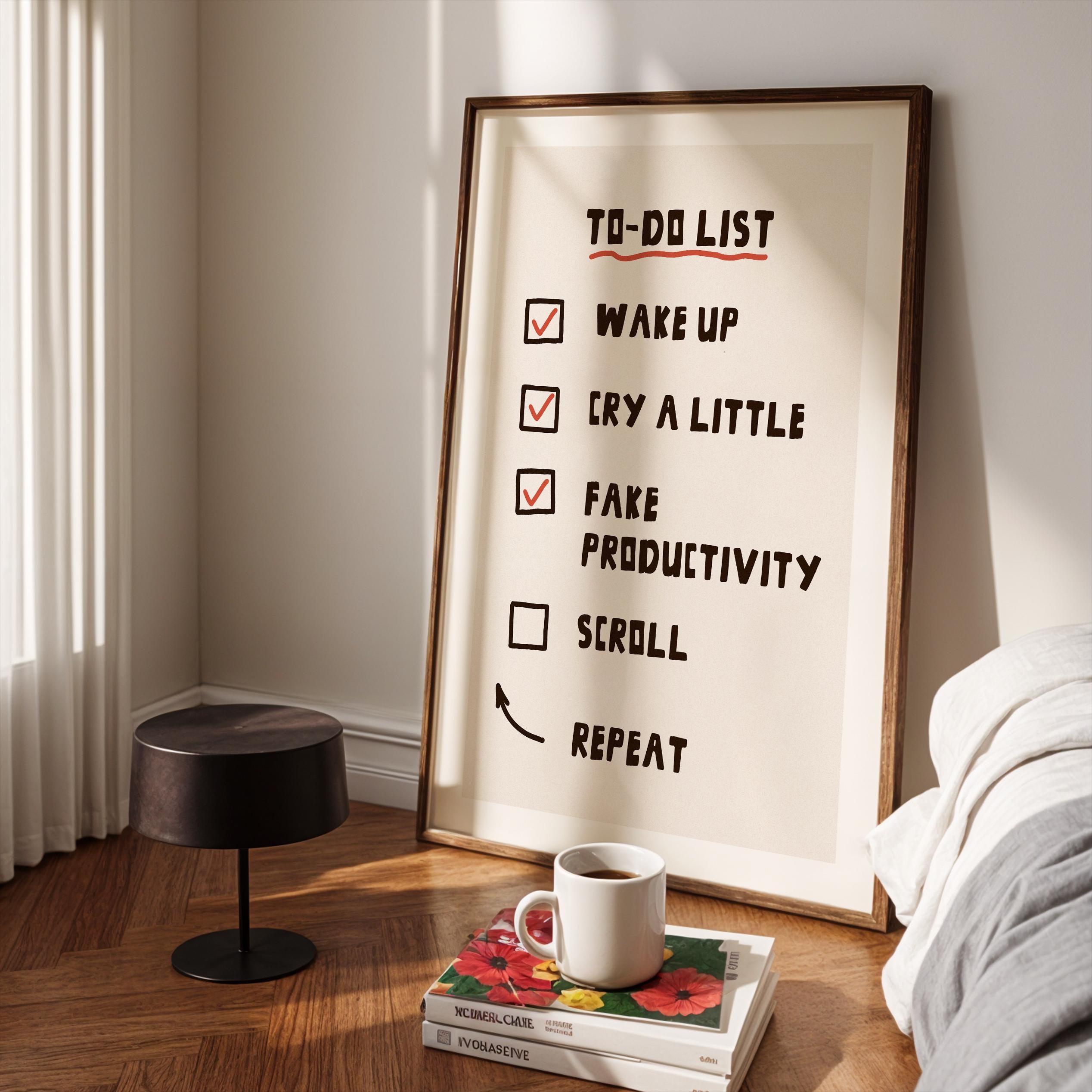 Funny to Do List Wall Art | Office Decor | Productivity Humor Poster ...