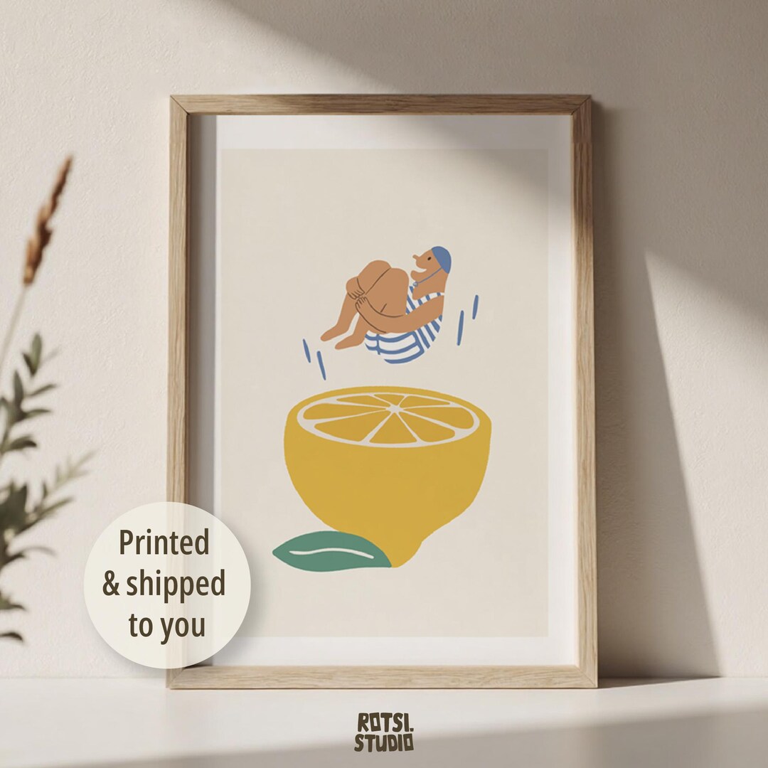 Surreal Lemon Jump Premium Print Poster | Fun Summer Wall Art | Printed ...