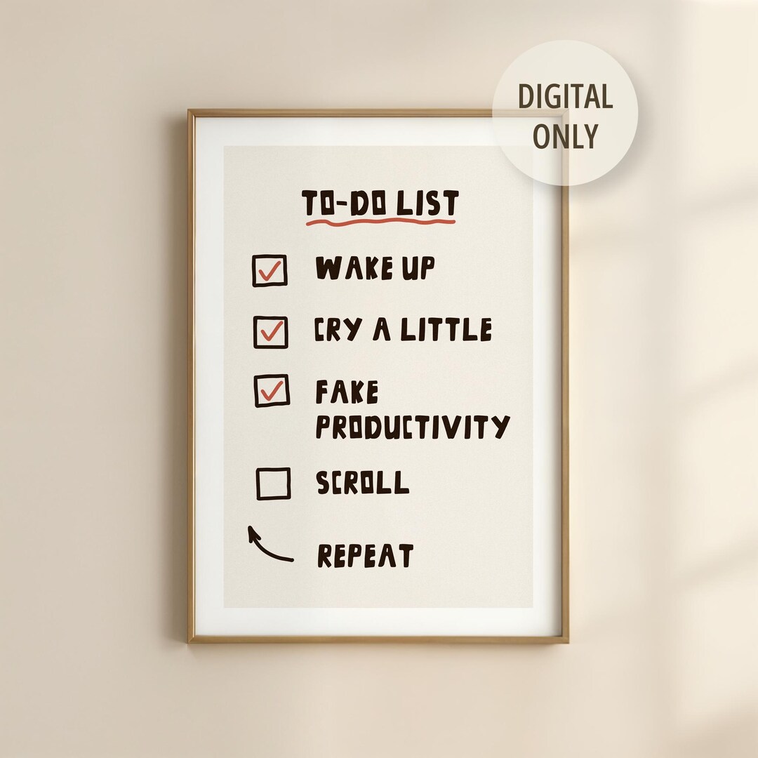 Funny to Do List Wall Art | Office Decor | Productivity Humor Poster ...