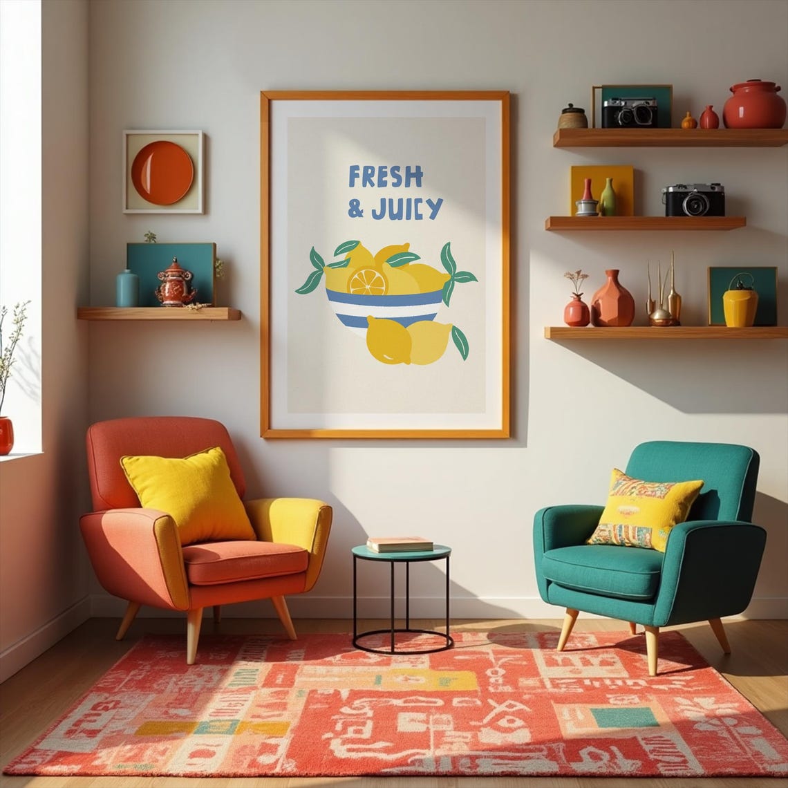 Fresh & Juicy Lemon Wall Art | Fun Kitchen Fruit Poster | Modern Citrus ...