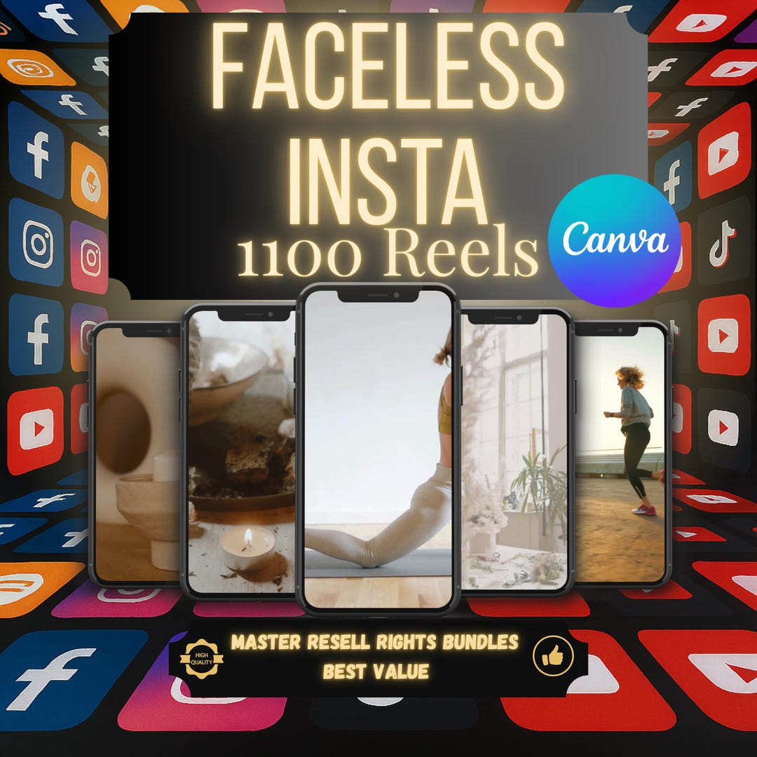 1100+ Faceless Instagram Reels | Canva Editable, Master Resell Rights ...