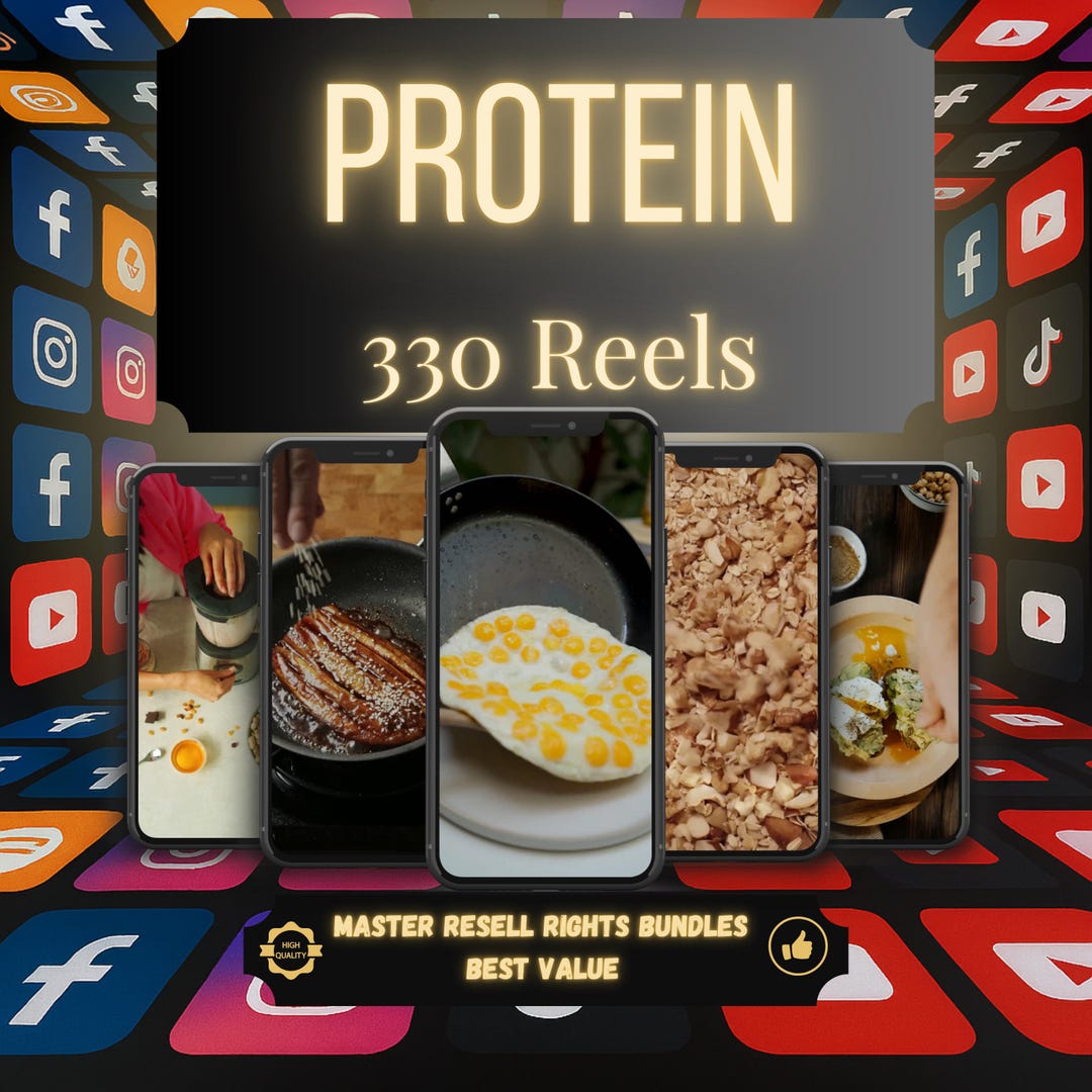 Protein Reels Bundle: 330+ Faceless Videos, PLR Resell Rights (digital ...