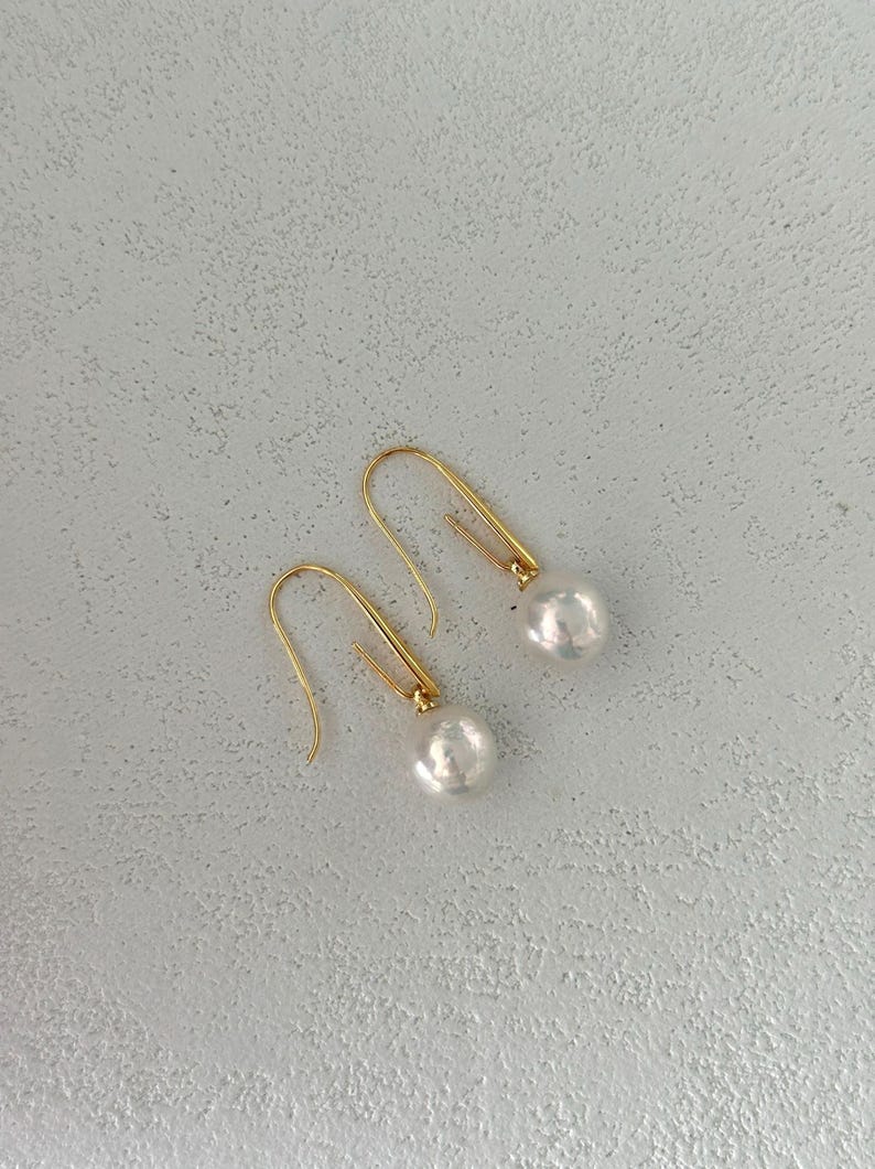 Edison Pearl Drop Earrings: 18K Gold Plated Sterling Silver Hooks - Etsy
