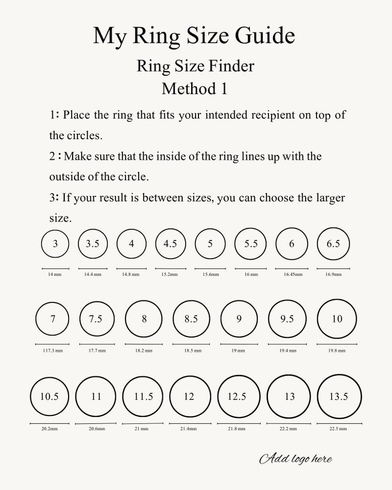 Customizable Ring Size Chart Canva Template – Digital Download - Etsy