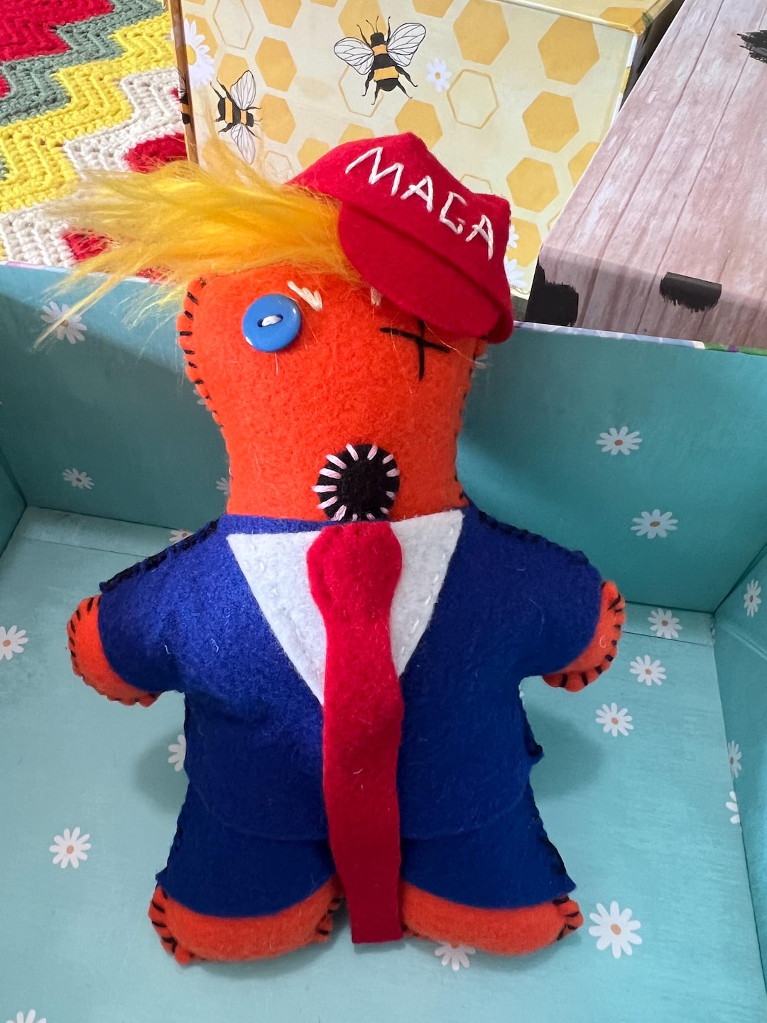 Red MAGA Red Tie Blue Suit President Donald Voodoo Doll Pincushion, Gag ...