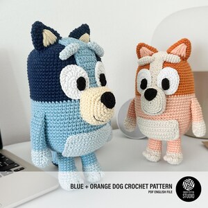 Blue + Orange Dog Amigurumi Crochet Pattern PDF – Cartoon Puppy Toy ...